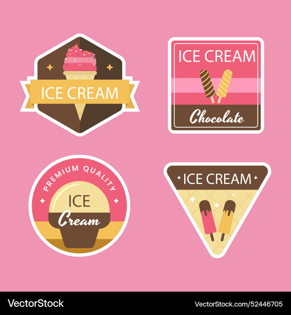 Flat ice cream label collection Royalty Free Vector Image