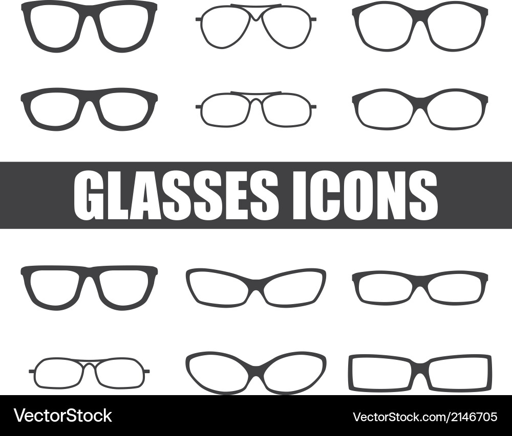 Glasses set Royalty Free Vector Image - VectorStock