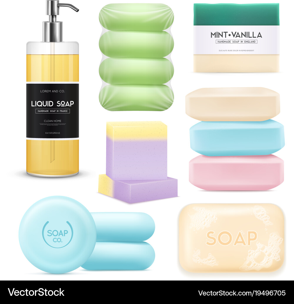 Realistic soap set Royalty Free Vector Image - VectorStock