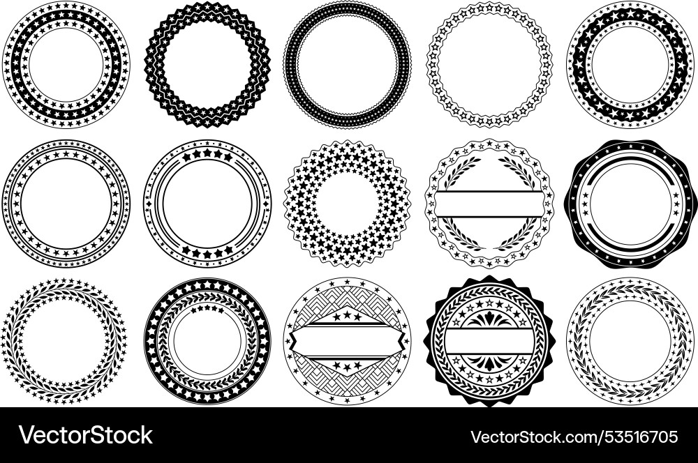 Star circle badge emblem templates with circular Vector Image