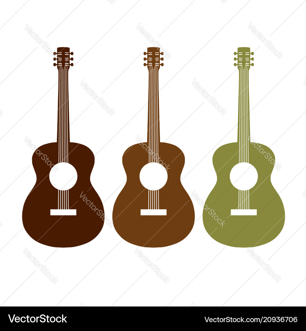 Acoustic guitar graphic symbol design set Vector Image
