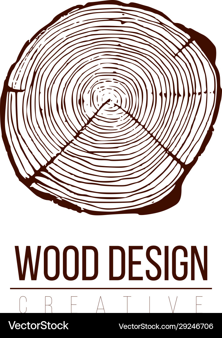 Annual tree growth rings logo cross-section Vector Image