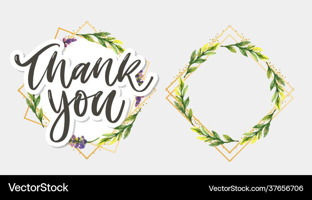 Cute thank you script card flowers letter text Vector Image
