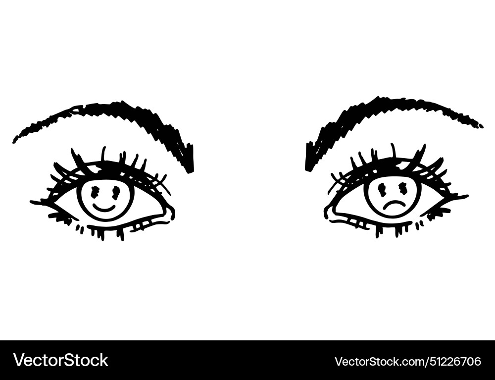 Hand drawn the eyes positive and negative Vector Image