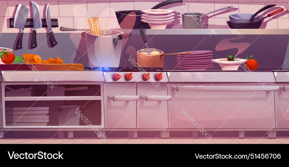 Restaurant kitchen interior Royalty Free Vector Image