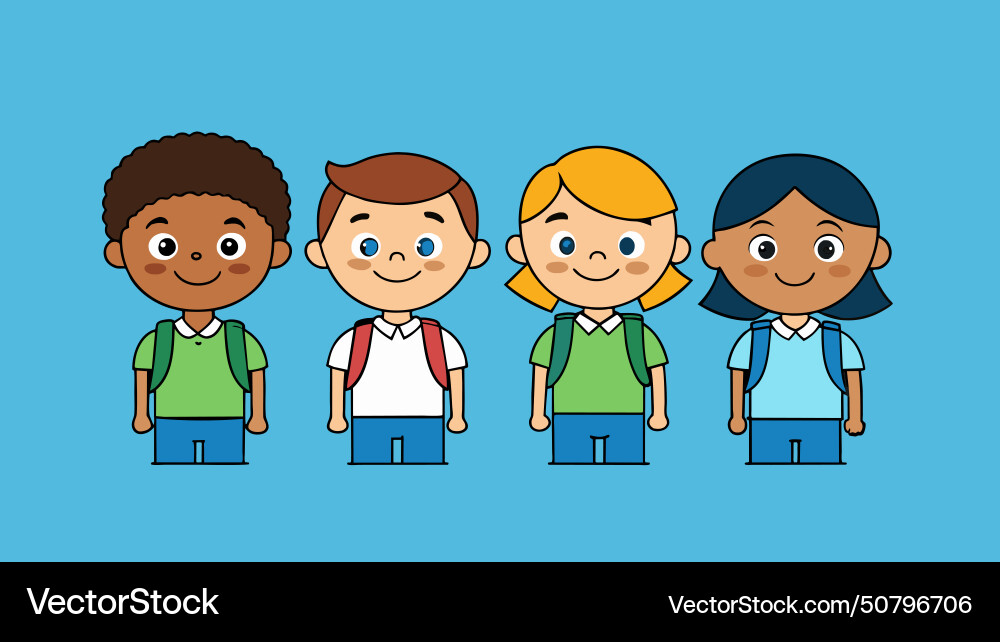 School kids vibrant cartoon Royalty Free Vector Image
