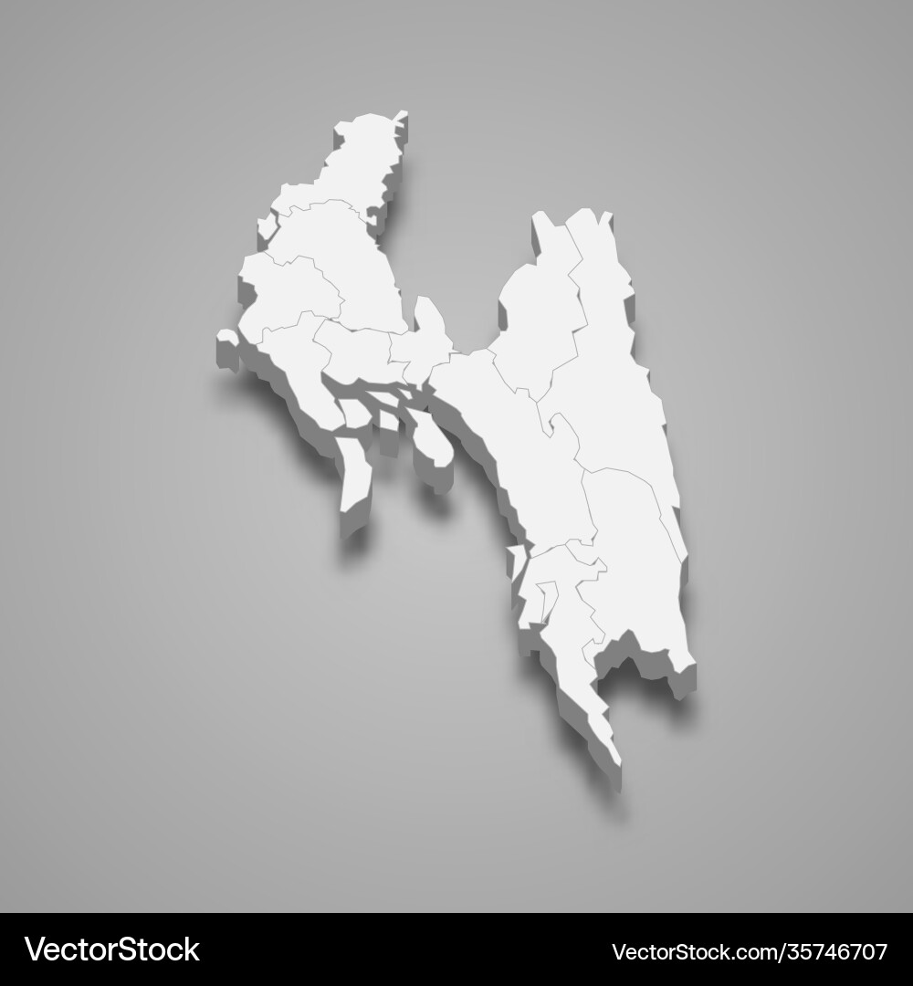 3d isometric map chittagong is a division Vector Image