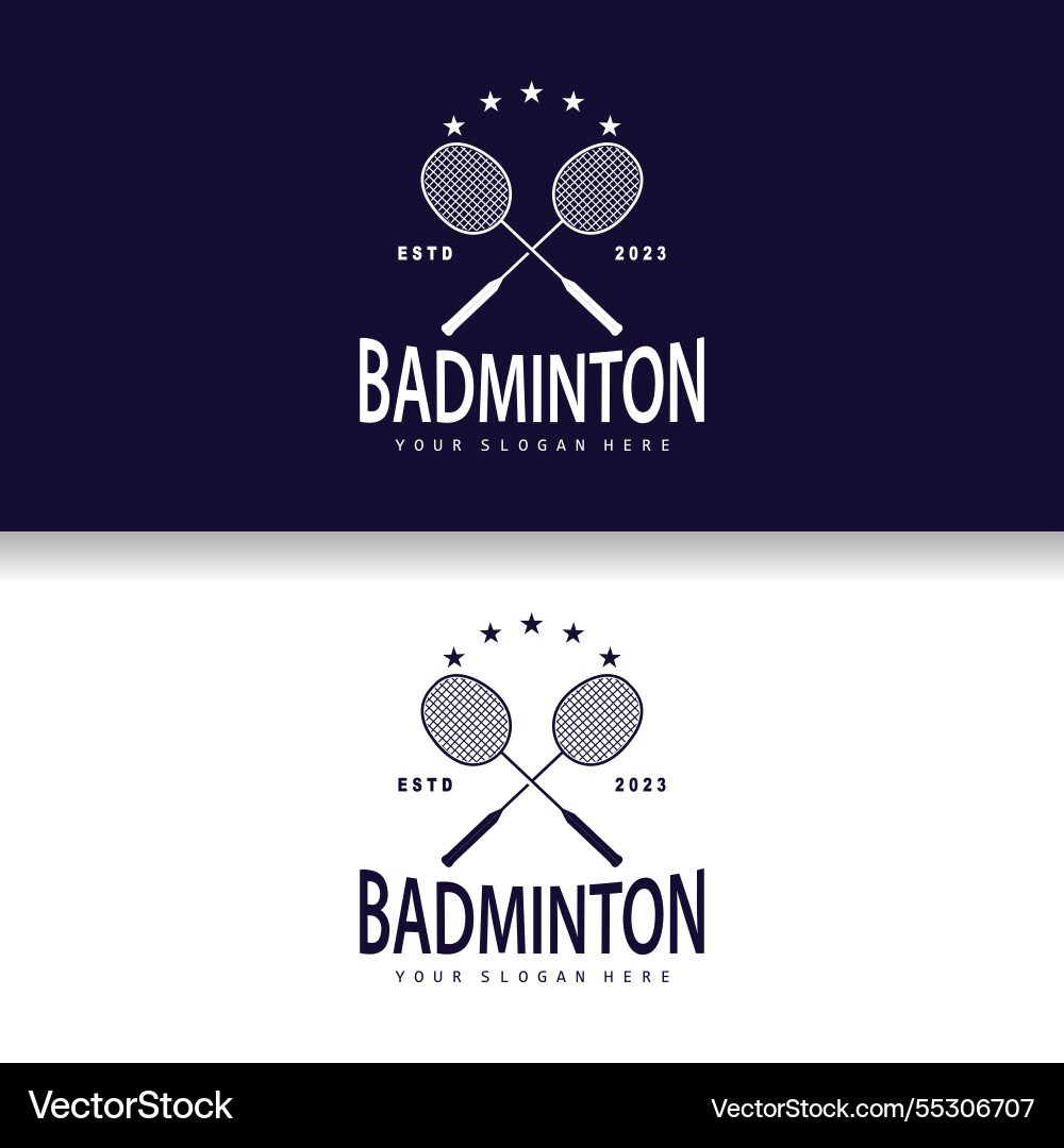 Badminton logo simple badminton racket design Vector Image