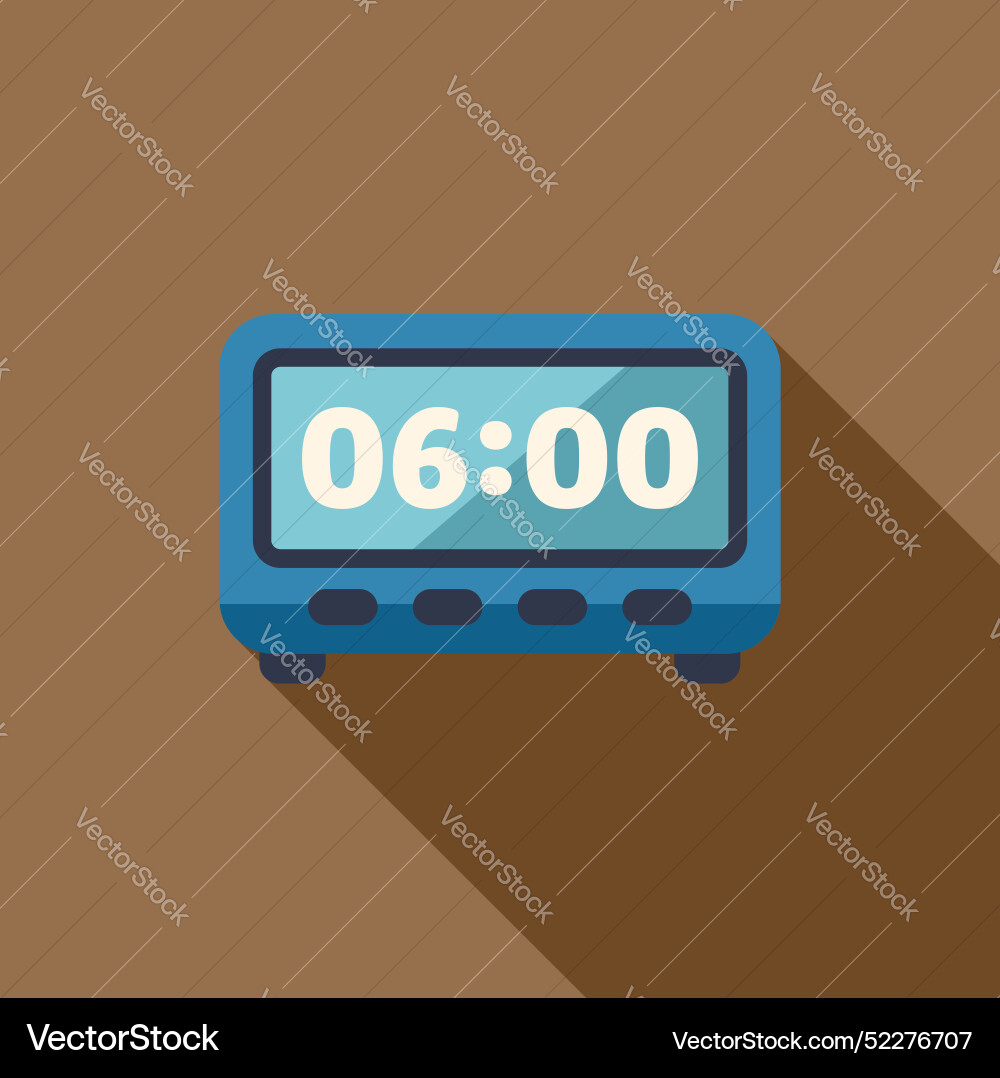 Blue digital alarm clock displaying 0600 am or pm Vector Image