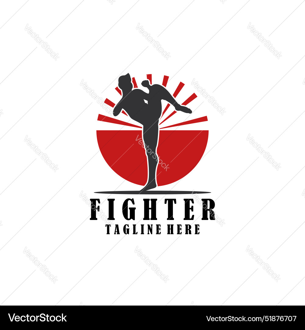 Fighter isolated logo design Royalty Free Vector Image