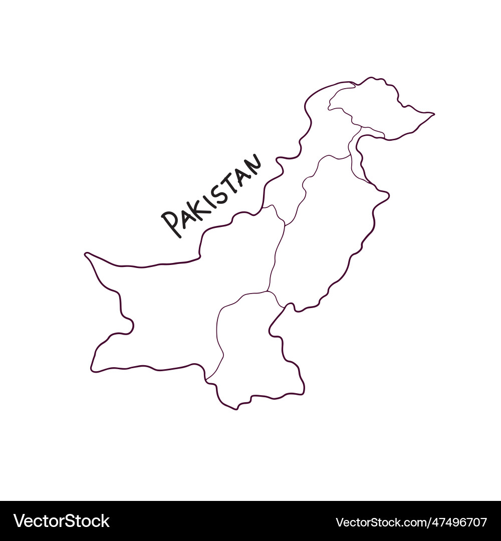 Hand drawn doodle map of pakistan Royalty Free Vector Image