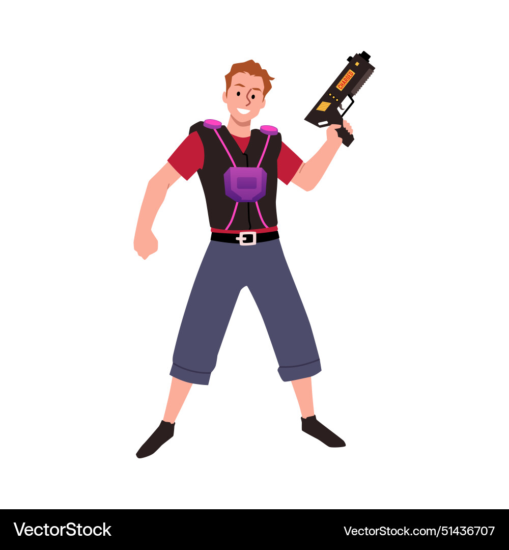 Laser tag player man cartoon gamer Royalty Free Vector Image