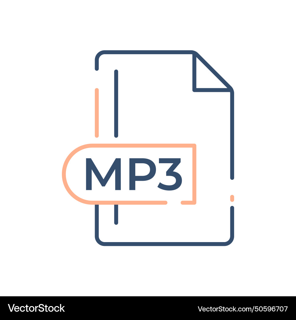 Mp3 file format icon extension line Royalty Free Vector