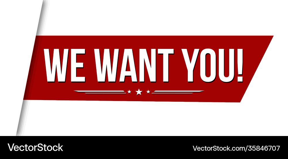 We want you banner design Royalty Free Vector Image