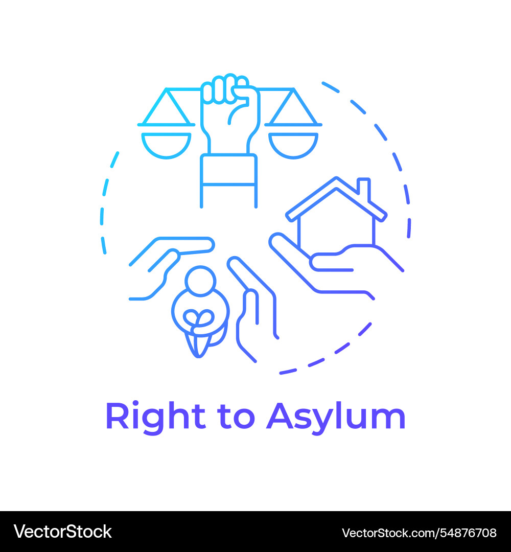 Asylum right blue gradient concept icon Royalty Free Vector
