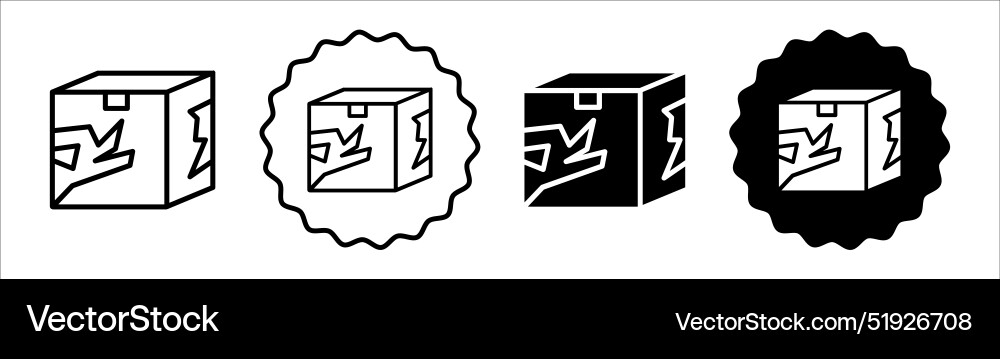 Broken cardboard icon symbol set collection Vector Image