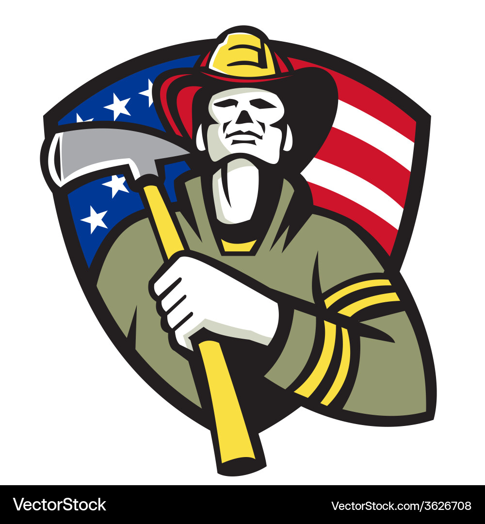 Firefighter with Axe Royalty Free Vector Image
