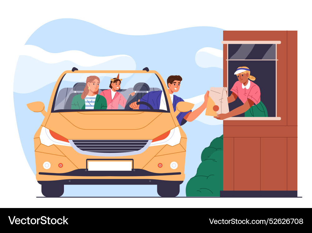 Food take out or takeaway drive through Royalty Free Vector
