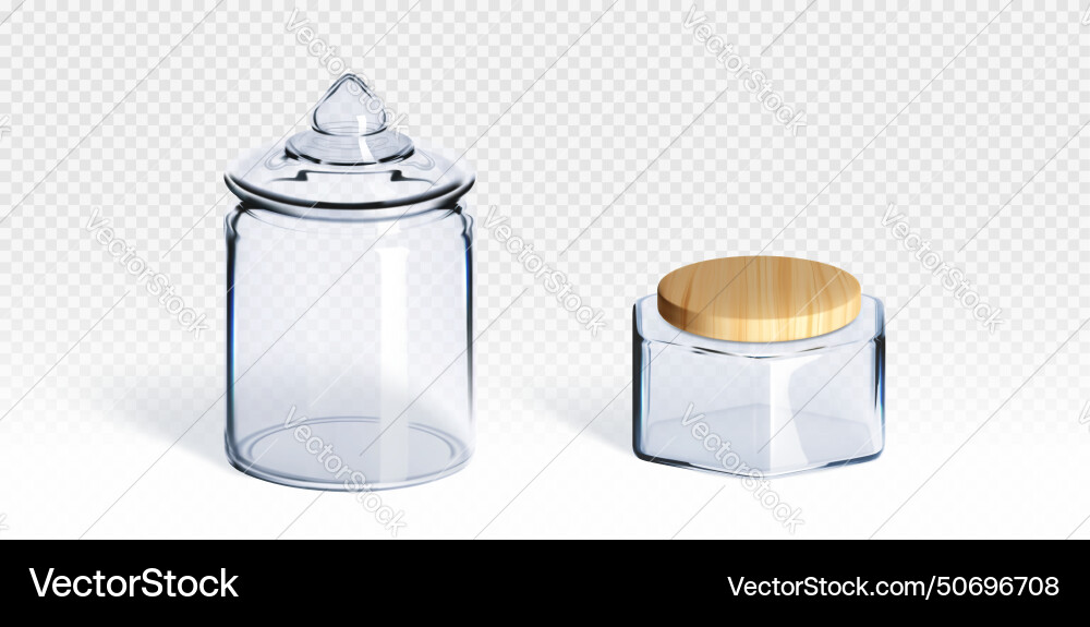 Glass transparent jar mockup closed with cap Vector Image
