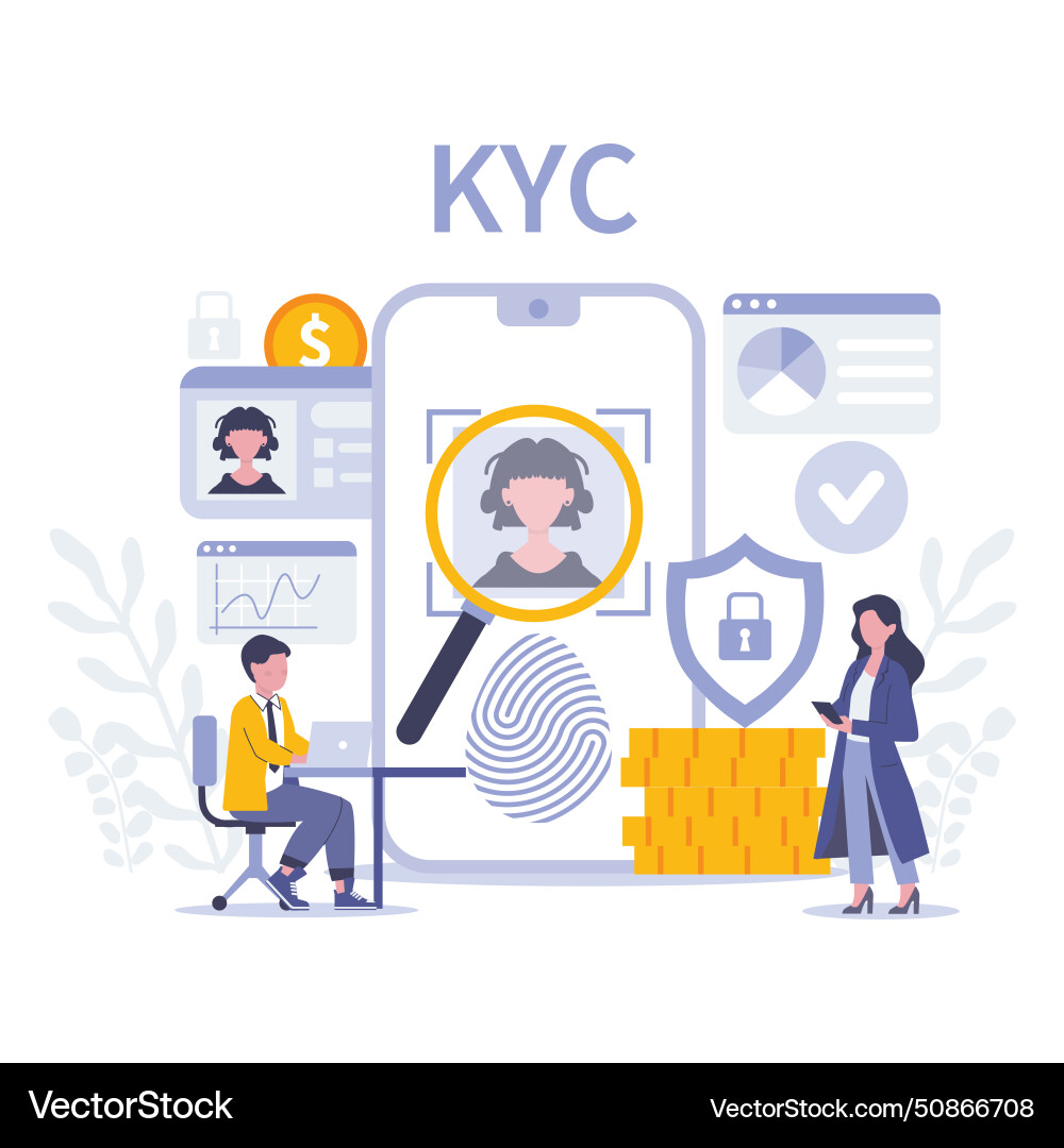Kyc concept flat Royalty Free Vector Image - VectorStock