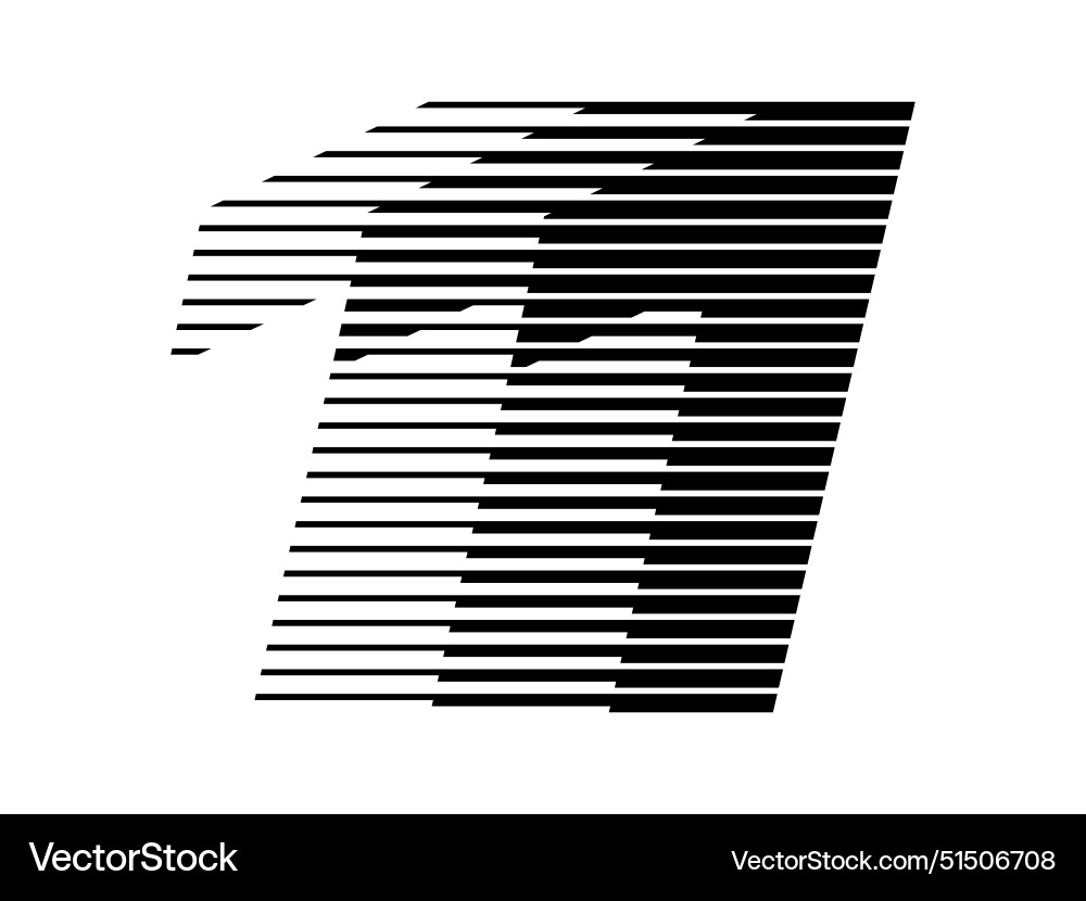 Number 1 logo icon geometric horizontal stripe Vector Image