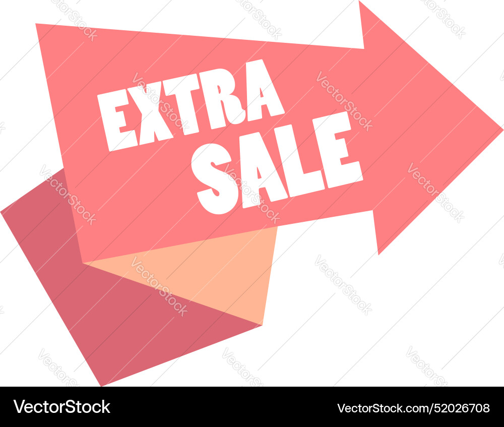 Pink arrow with the words extra sale Royalty Free Vector