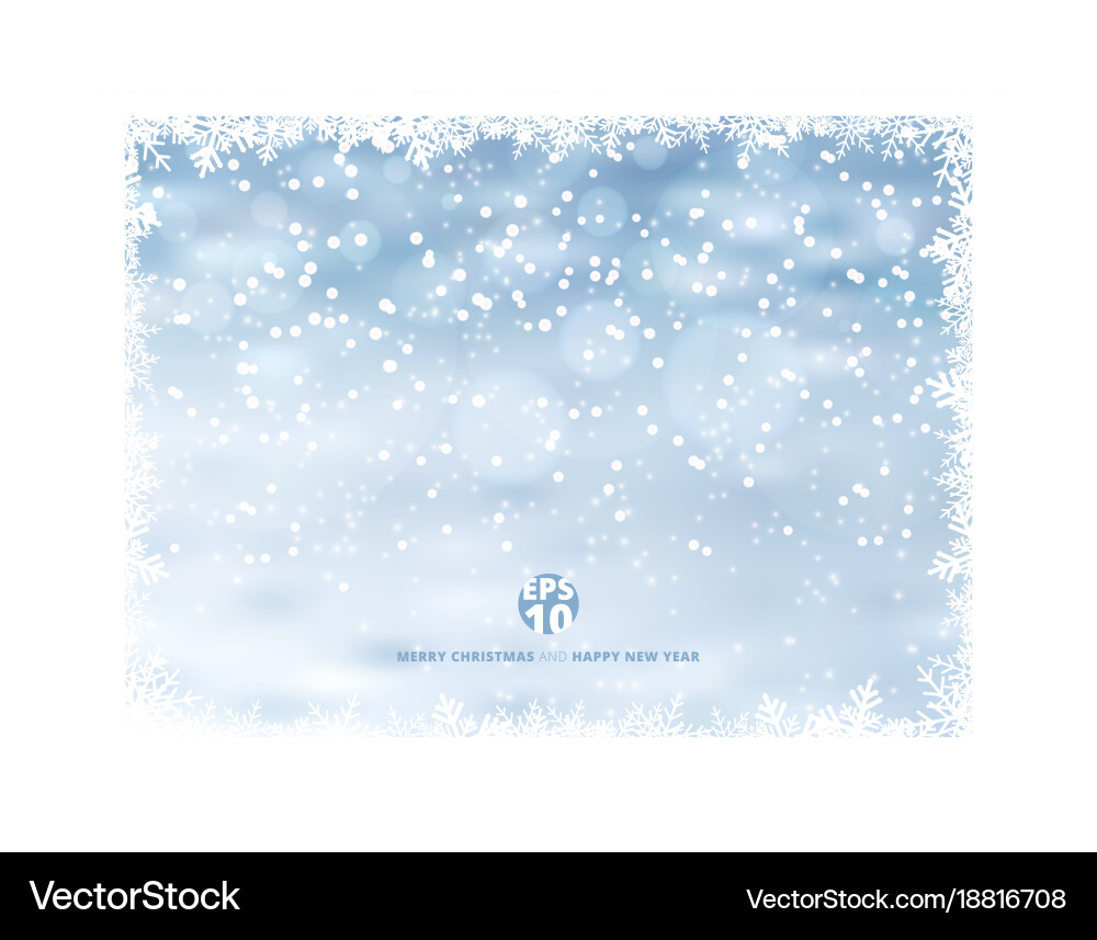 Snowflake frame winter background with snow Vector Image
