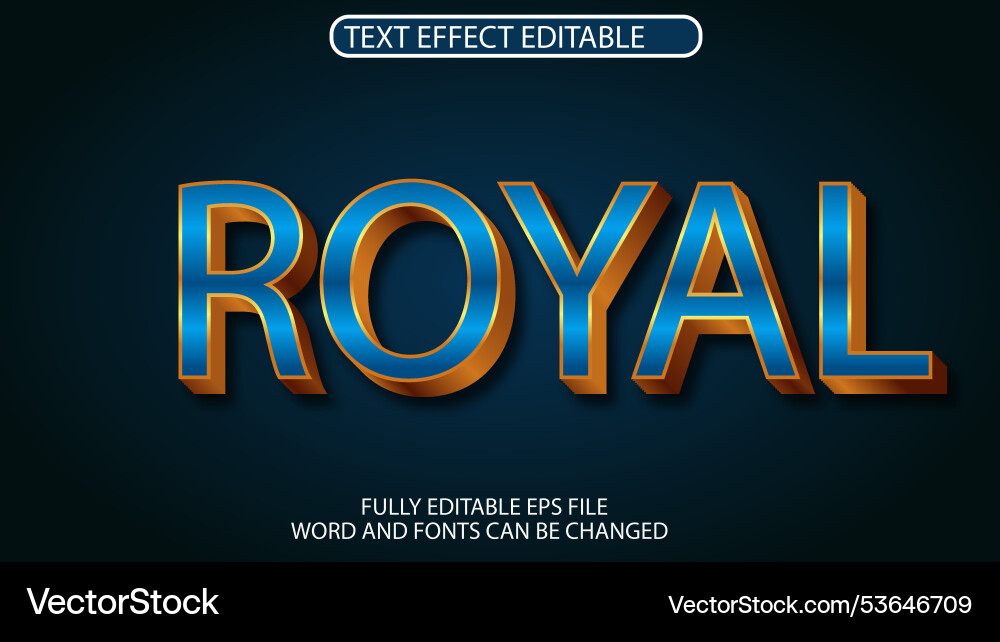 3d text effect royal editable Royalty Free Vector Image