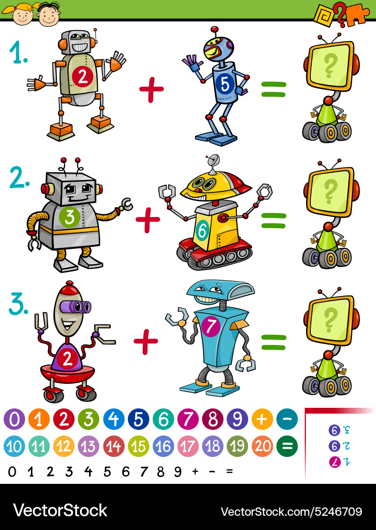 Cartoon math education game Royalty Free Vector Image