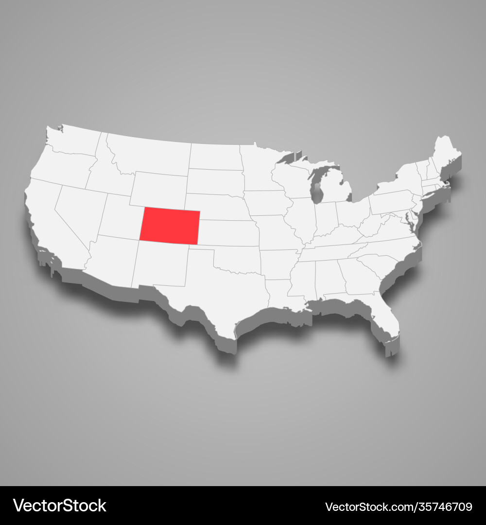 Colorado state location within united states 3d Vector Image