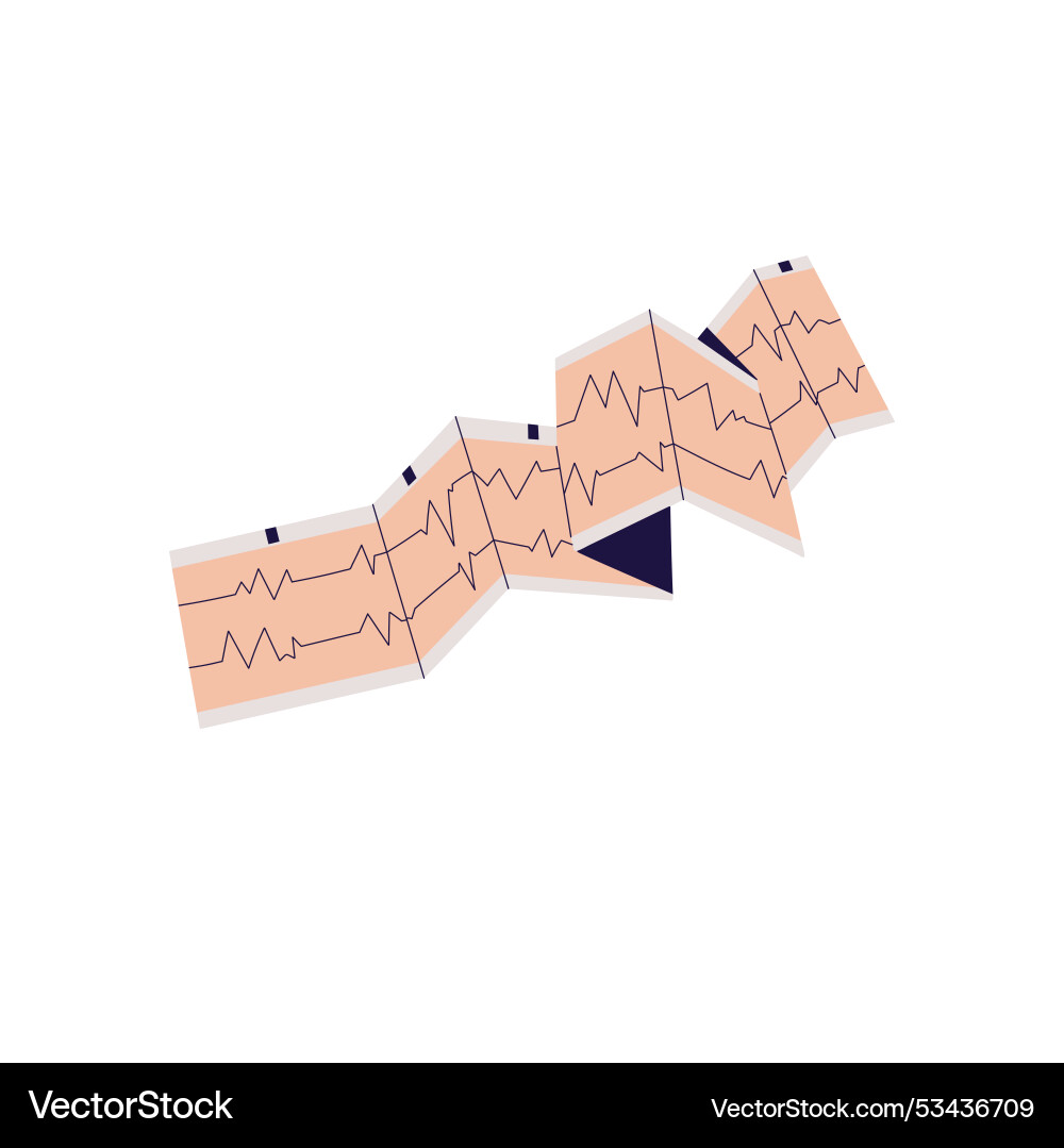 Electrocardiogram icon cardiogram ekg folded Vector Image