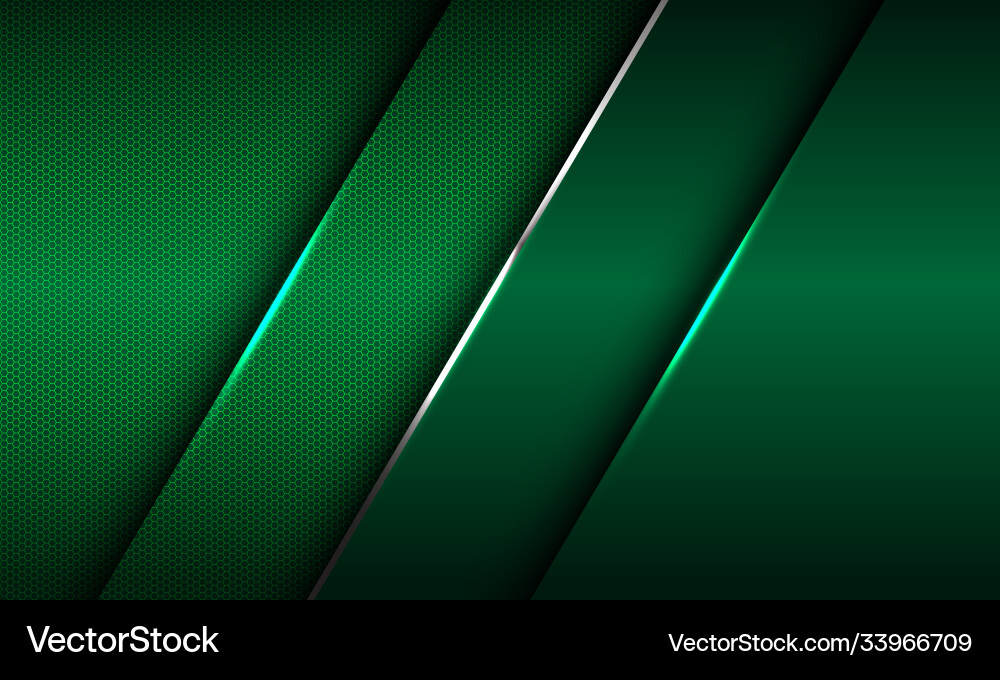 Green metallic glossy silver slash hexagon mesh Vector Image