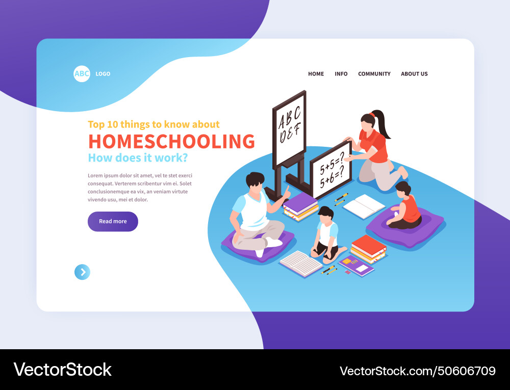 Home schooling page design Royalty Free Vector Image