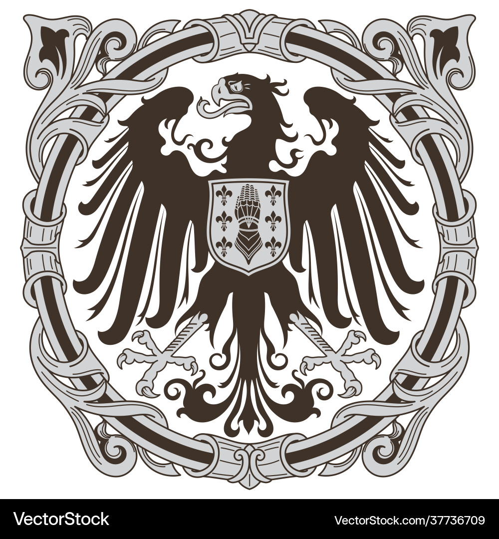 Medieval heraldic emblem design eagle Royalty Free Vector