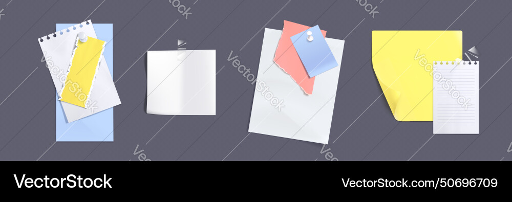 Memo note paper sheets with adhesive tape and pins
