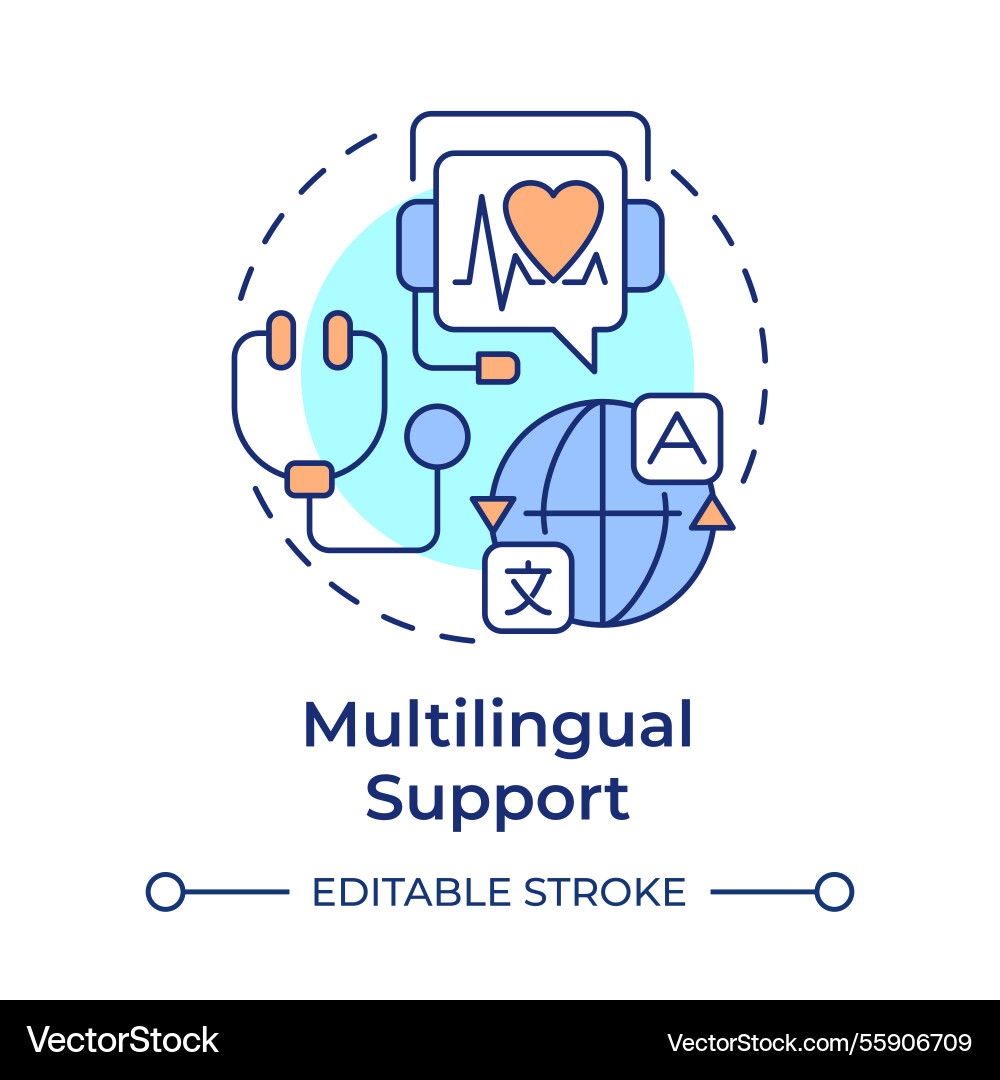 Multilingual support multi color concept icon Vector Image