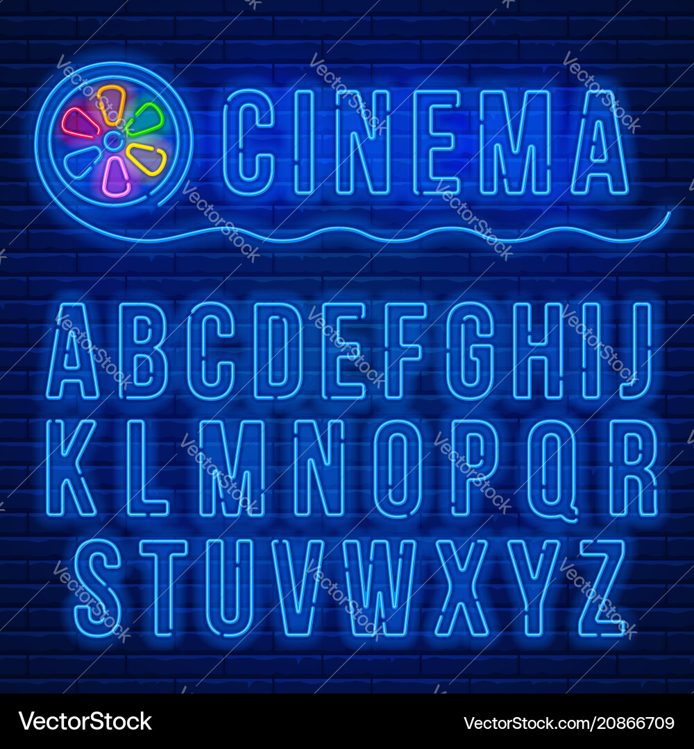 Neon latin alphabet Royalty Free Vector Image - VectorStock