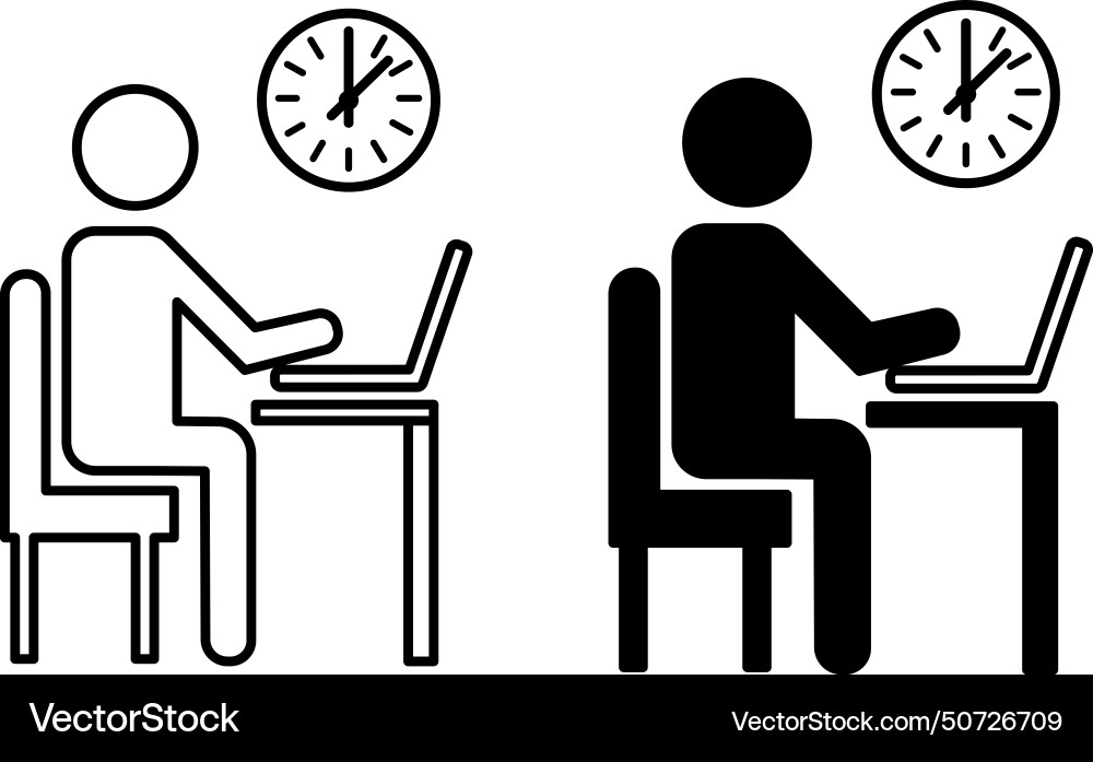 Office work icons black and white man Royalty Free Vector