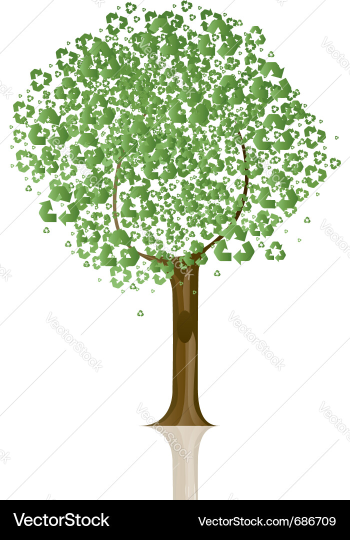 Recycling sign tree Royalty Free Vector Image - VectorStock