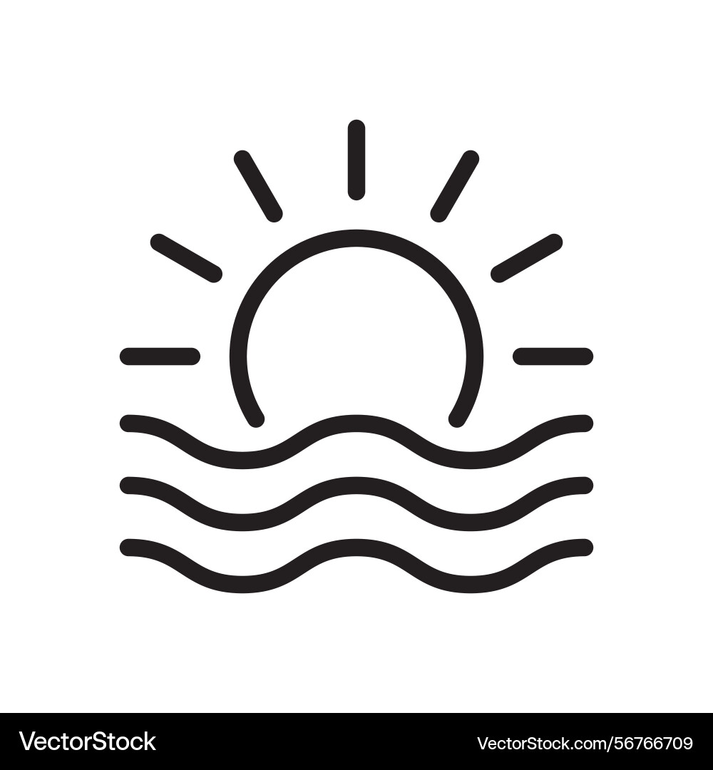 Rising Sun Outline Icon - Sunrise Royalty Free Vector Image