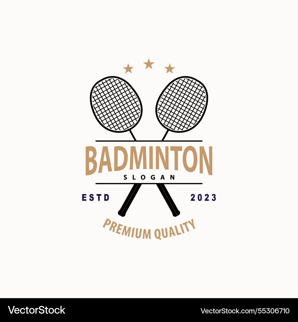 Badminton logo simple racket design Royalty Free Vector