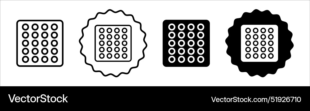 Bubble wrap icon symbol set collection Royalty Free Vector