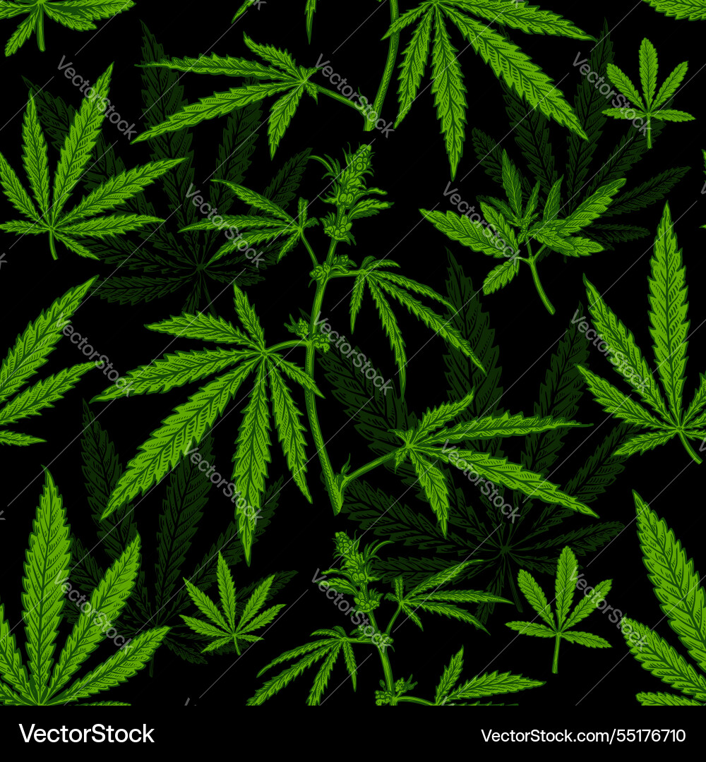 Cannabis sketch seamless pattern 5 Royalty Free Vector Image