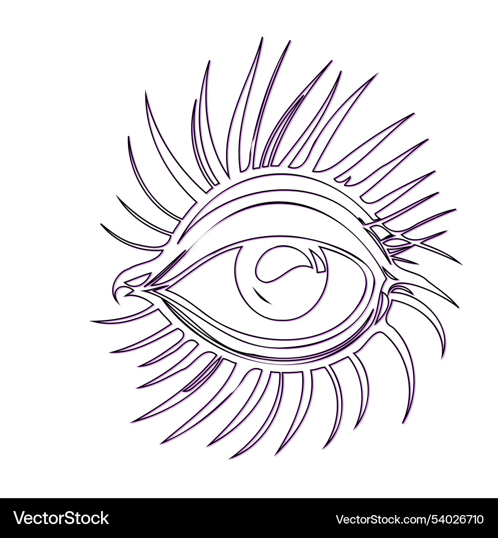 Evil eye halloween sketch outline shadow purple Vector Image