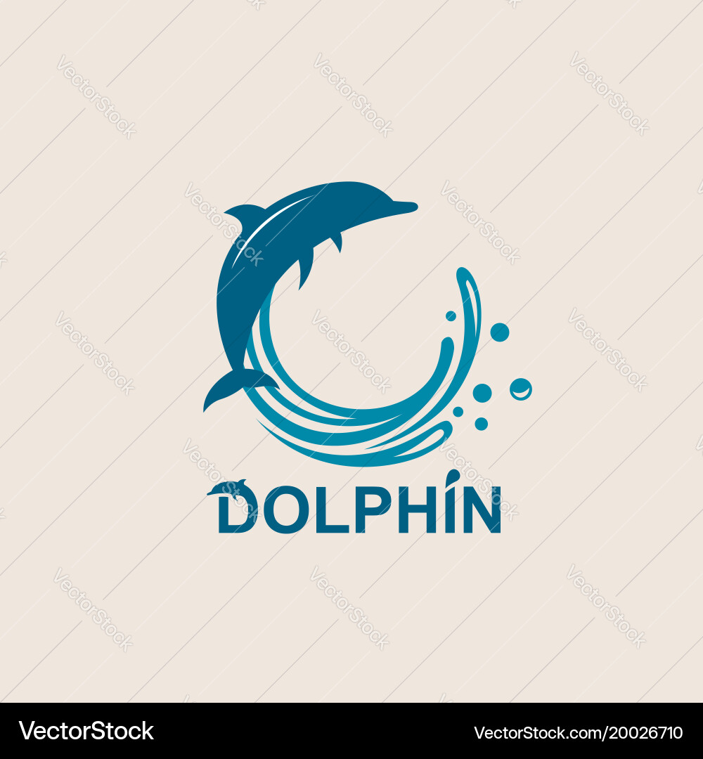 Jumping dolphin emblem Royalty Free Vector Image