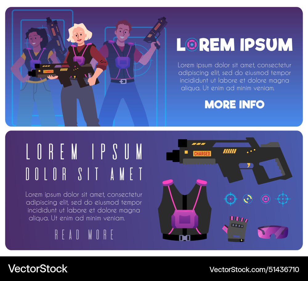 Laser tag players people with gun game Royalty Free Vector