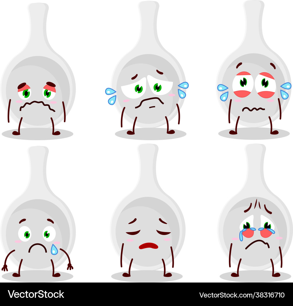 Plastic spoon character with sad expression Vector Image