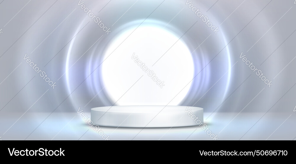 Round podium on white light circle background Vector Image