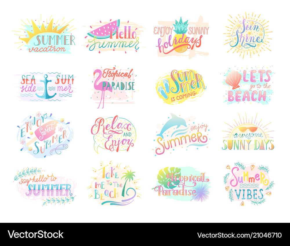 Summer Badge & Quote Collection Royalty Free Vector