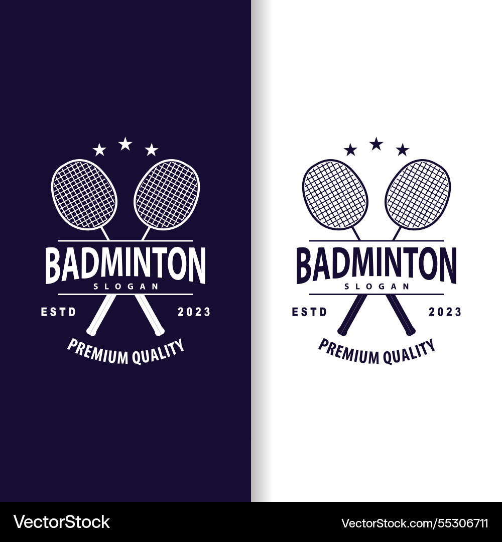Badminton logo simple racket design Royalty Free Vector
